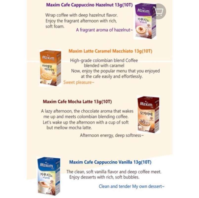 Jual Maxim Coffee - Kopi Korea Rasa Cappucino Hazelnut, Cappucino ...