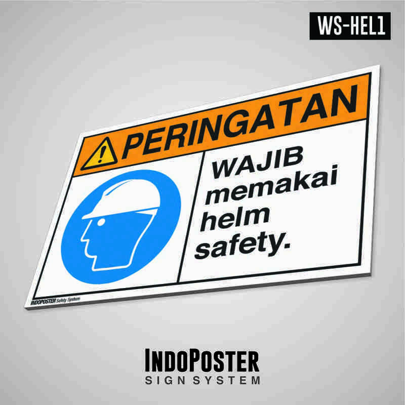 Jual Safety Sign K3 PVC ANSI Peringatan Wajib Memakai Helm Safety ...