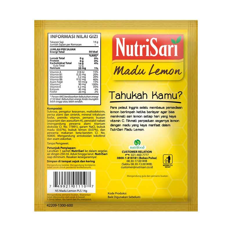 Promo Nutrisari Madu Lemon Minuman Bubuk [10 Sachet] Diskon 2% Di ...