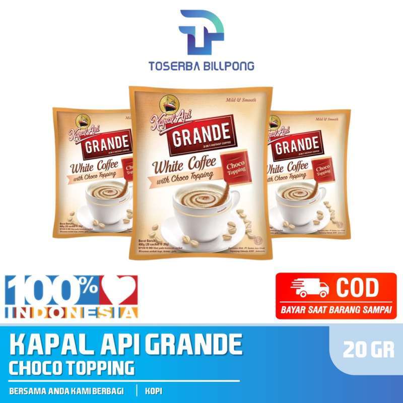 Jual Kapal Api Grande White Coffee Topping Kopi 1 Renceng 20gram X 10 ...
