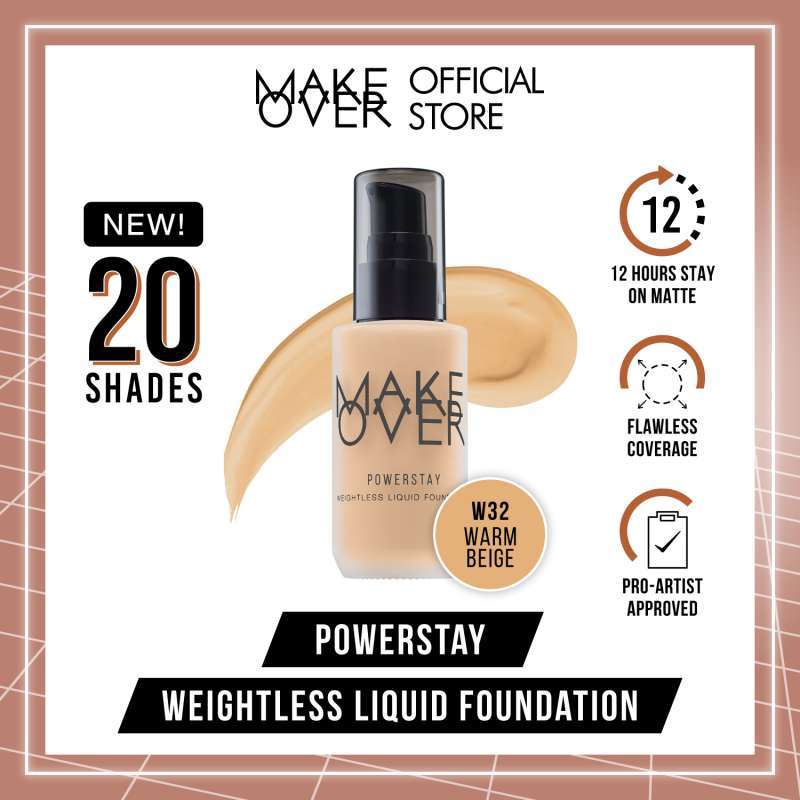 Jual MAKE OVER Powerstay Weightless Liquid Foundation 33 ml - W32 Warm ...