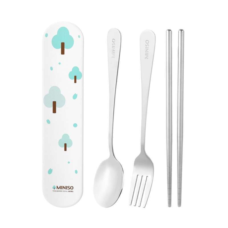 Jual Miniso Official Four-Pieces Tableware / Alat Makan Traveling ...