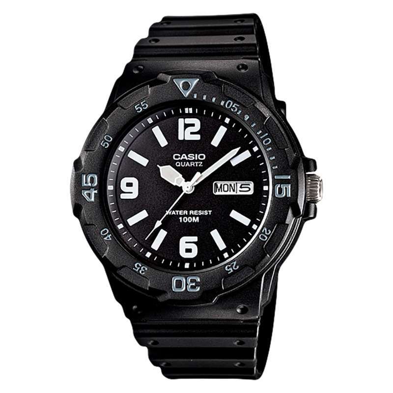 Promo Casio MRW-200H-1B2VDF Water Resistant 100M Black Dial Black Resin ...