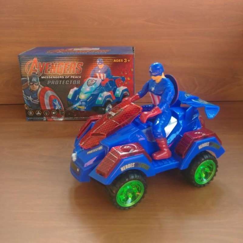 Jual Mainan Motor Captain America Superhero Berputar 360 derajat di ...