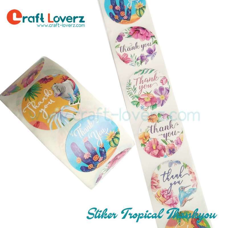 Jual STIKER TROPICAL THANKYOU Label Sticker Kertas Stiker Label Kemasan ...