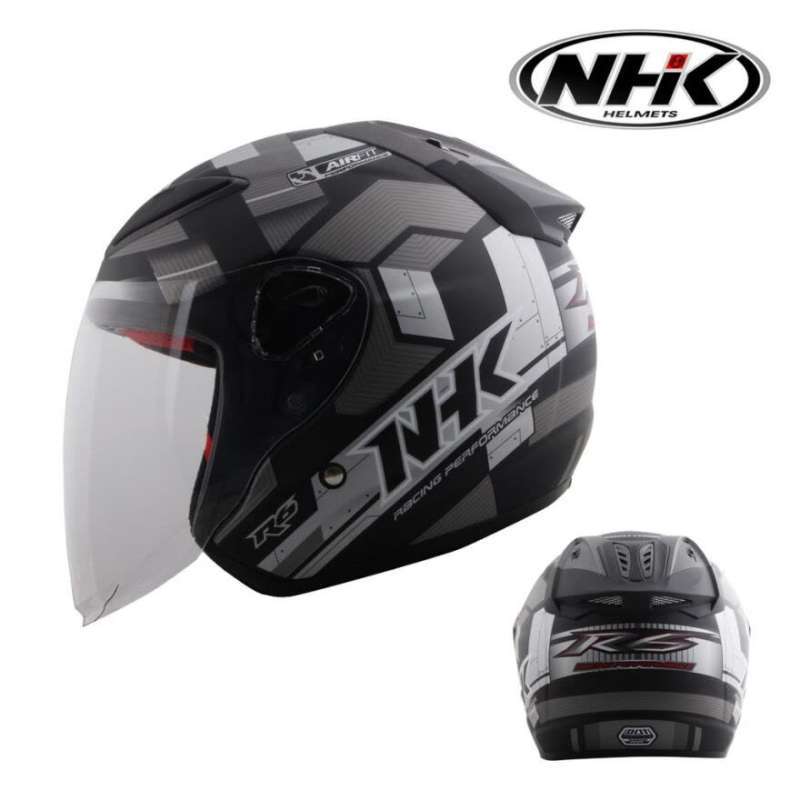 Jual HELM NHK R6 Cube Helm Half Face - Black/Silver Doff di Seller ...
