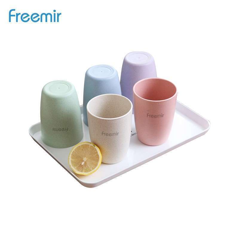 Jual Freemir Set Gelas Isi 5 Pcs Wheatstraw Cangkir Plastik Cup Gelas ...