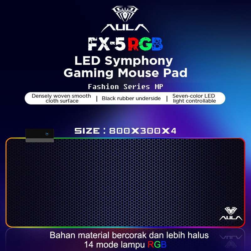 Promo Mousepad Gaming Aula Fx-5 Rgb Control Dan Speed Mode/stylish ...