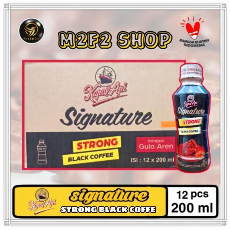 Jual Kopi Kapal Api Signature Strong Black Coffee Botol Pet - 200 Ml ...