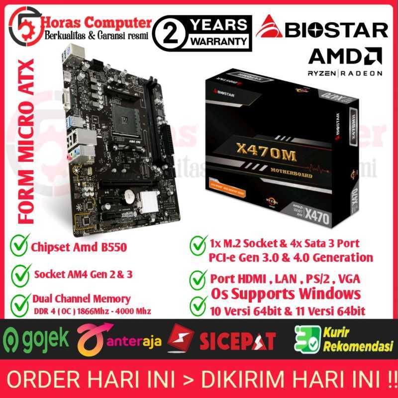 Jual Biostar Racing X470MH Motherboard, X470 Chipset, AMD AM4, mATX ...