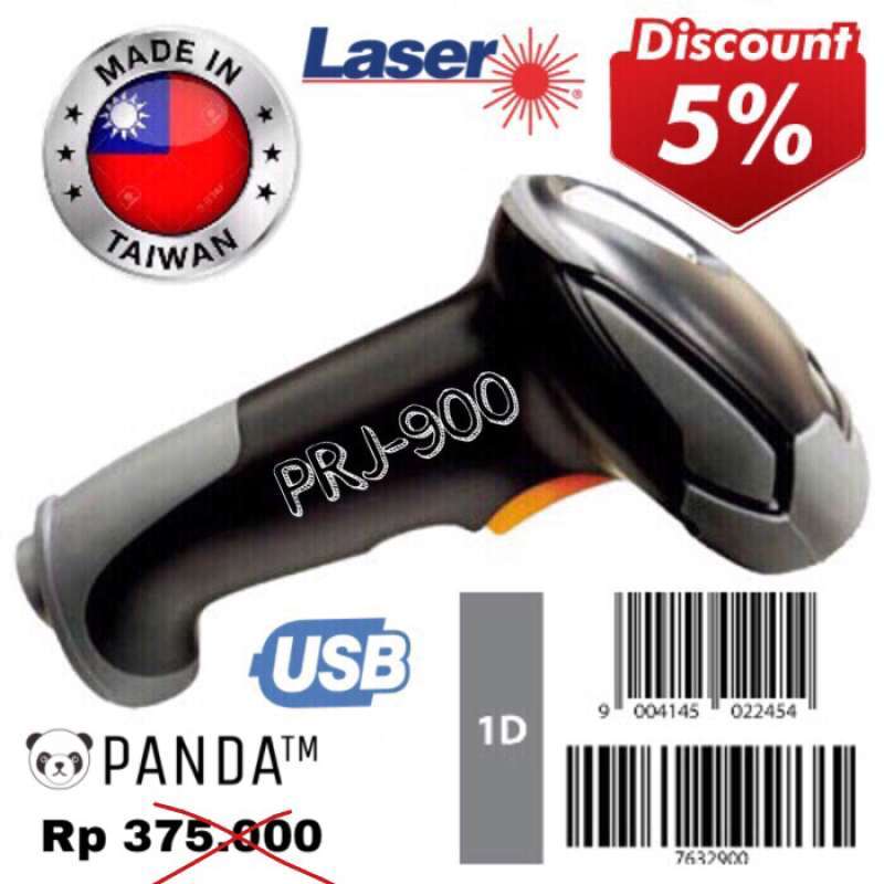 Jual ORIGINAL Barcode Scanner 1D Laser Tangan PANDA PRJ-900 USB (Tanpa ...
