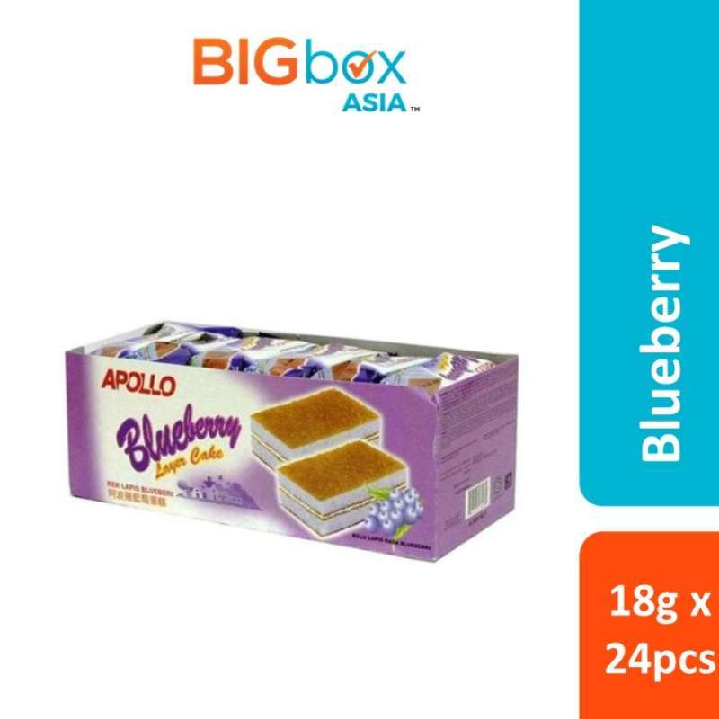 Promo Apollo Layer Cake Bolu Blueberry 18g X 24pcs (1 Box) Diskon 30% ...