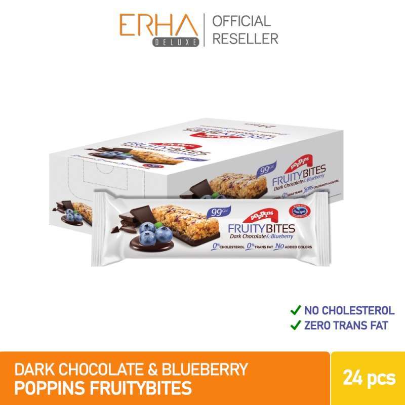 Jual Poppins Healthy Snack Bar Fruity Bites Dark Chocolate & Blueberry ...