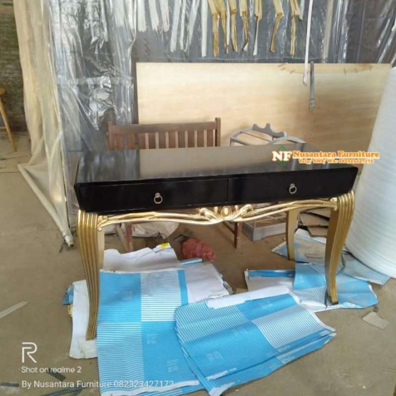 Jual Custome Meja Console Warna Hitam Kombinasi Emas Di Seller ...