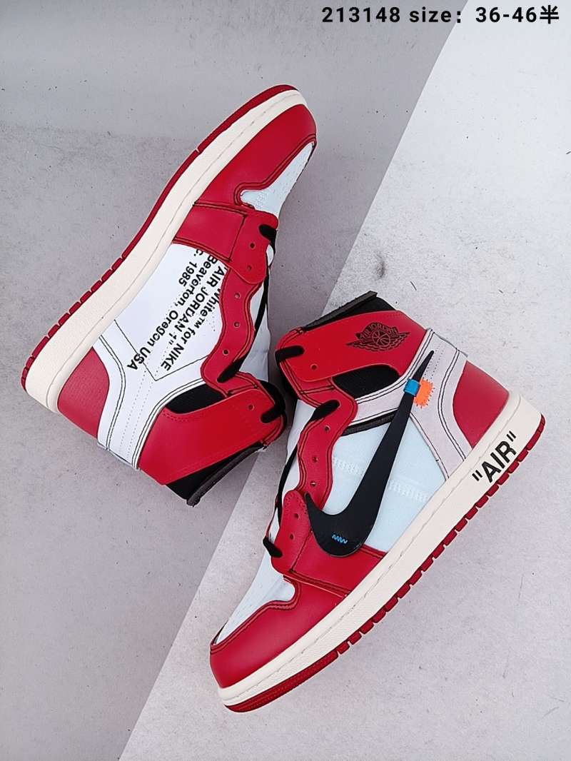 Jual Nike Air Jordan 1 x off-white high top white and red aj1 Jordan 1 ...