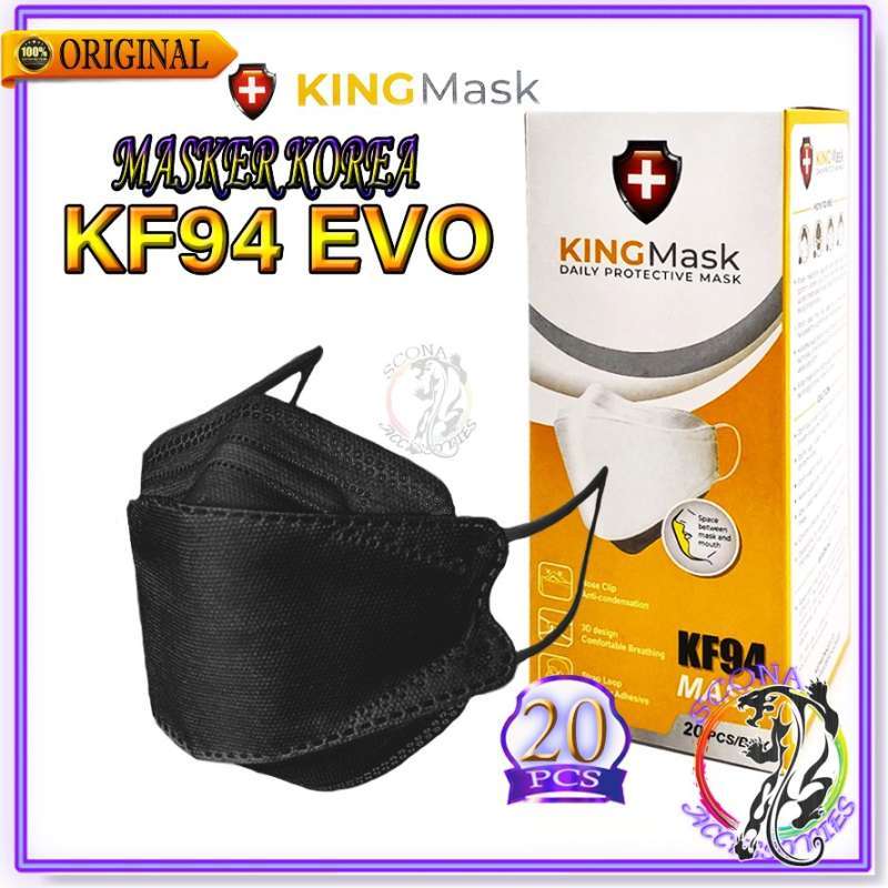 Jual 20 pcs MASKER KF94 KING MASK KOREA STYLE EVO MASK - Hitam di ...