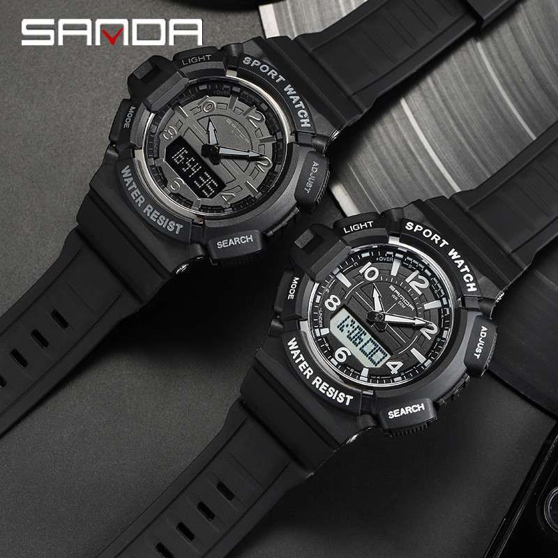 Jual Sanda 3101 Jam Tangan Pria Digital Analog Dual Time Tali Rubber Anti Air Original Di Seller ...