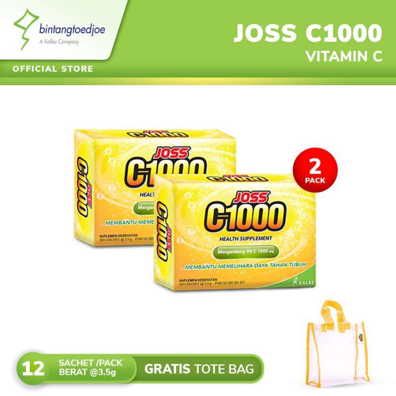 Jual Joss C1000 Vitamin C 2 Pack (24 sachet) Free totebag clear di ...