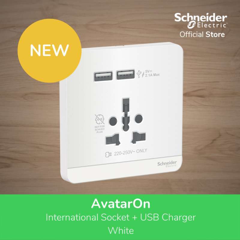 Promo Schneider Electric Avataron Int Socket 16a Usb 2.1a - E8342616usb ...