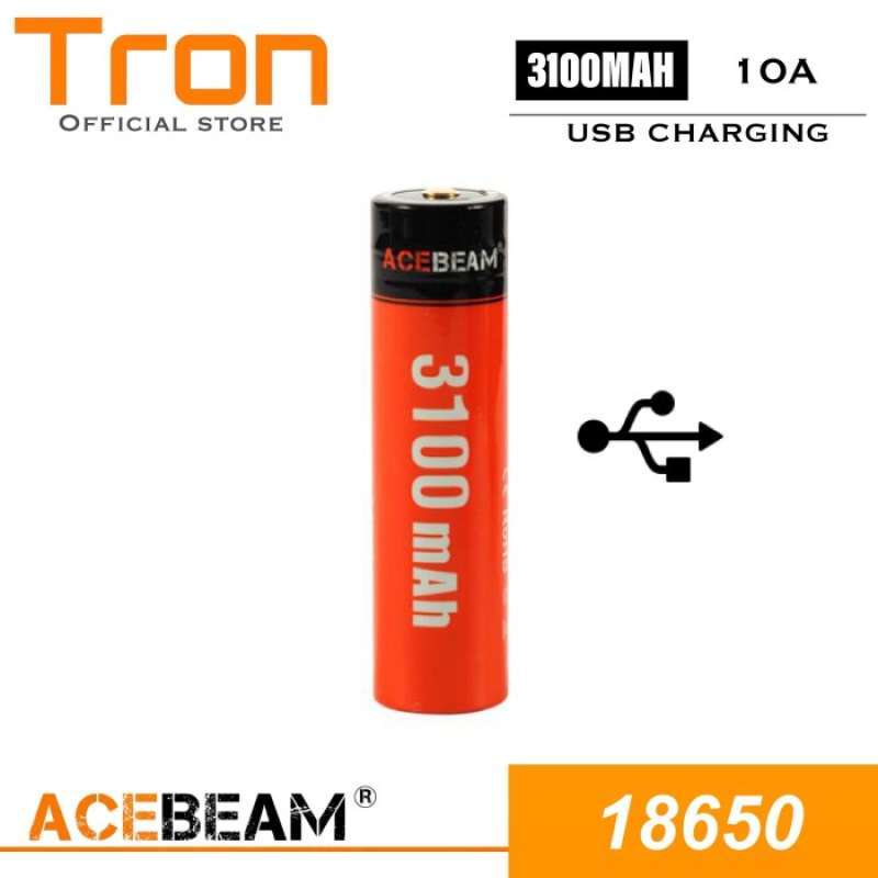 Jual ORIGINAL ACEBEAM BATTERY 10A 18650 3100MAH USB CHARGING di Seller ...