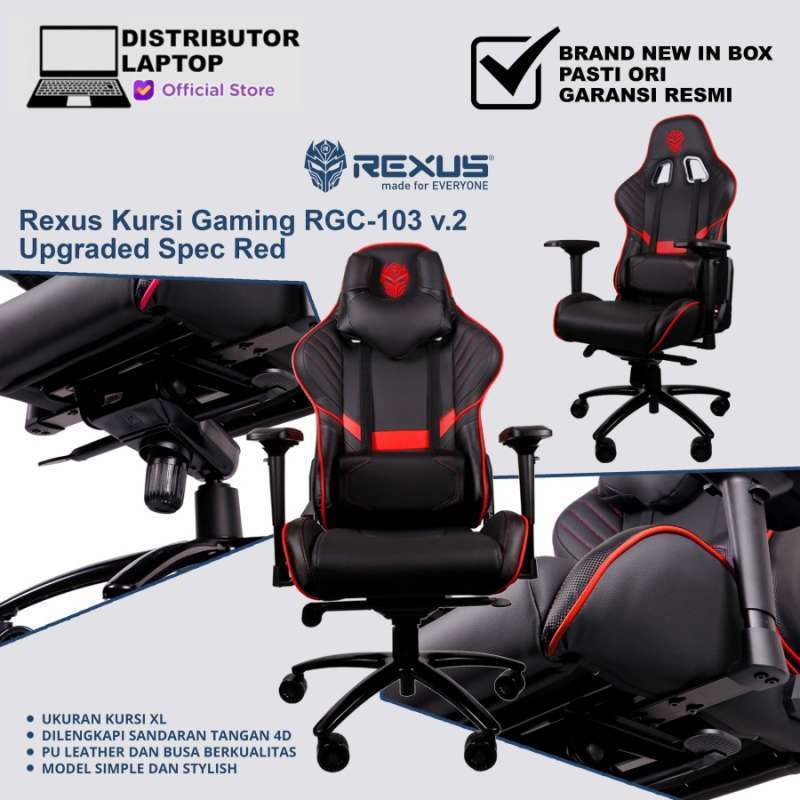 Jual Rexus Gaming Chair Kursi RGC-103 V.2 kursi Gaming - RED di Seller ...