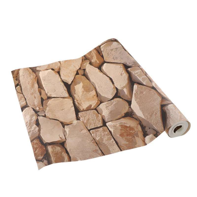 Jual 3D Retro Rocks Stone Wall Paper Backdrop Wall Covering Paper ...