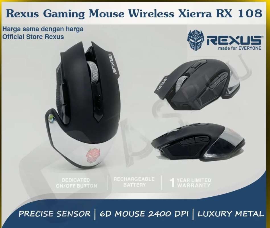 Promo Rexus Gaming Mouse Wireless Xierra RX 108 Dedicated On Off Button ...