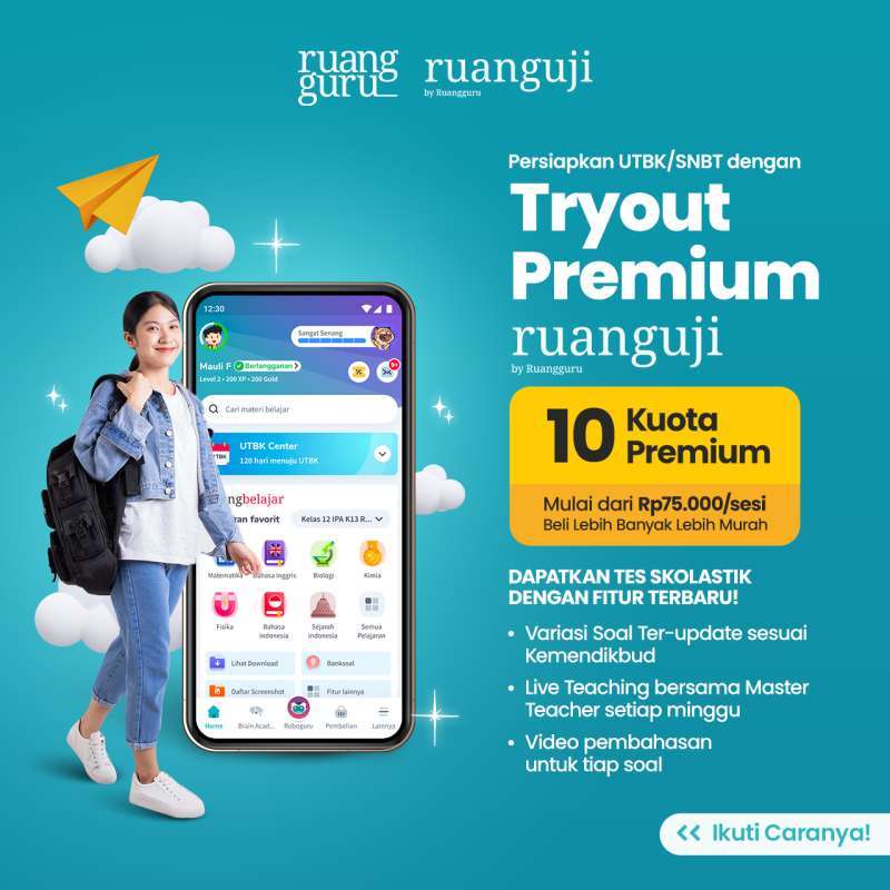 Promo Ruangguru - Tryout Premium Utbk/snbt Ruanguji (10 Kuota) Diskon ...