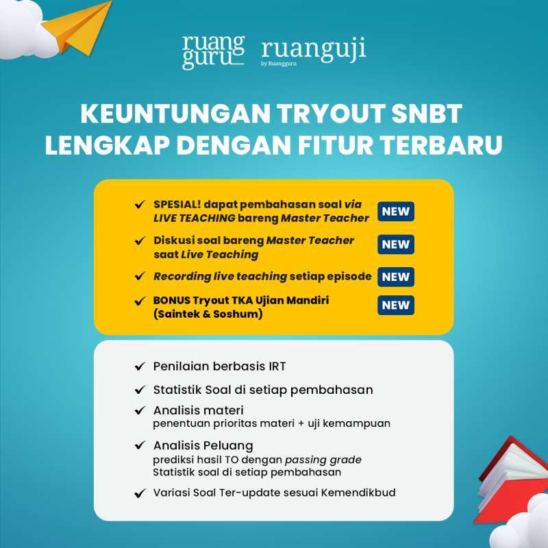 Promo Ruangguru - Tryout Premium Utbk/snbt Ruanguji (10 Kuota) Diskon 50% Di Seller Ruangguru ...