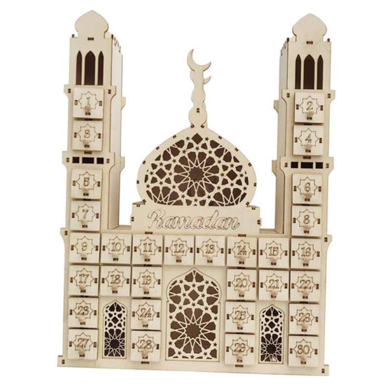 Jual DIY Wooden EID Mubarak Islam Ramadan Palace Calendar with Light ...