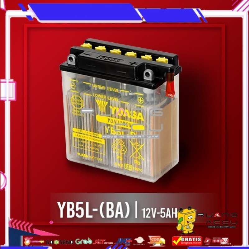 Jual Accu/Aki Motor Basah Yuasa YB5LB untuk motor Mio Sporty, Jupiter 2007, Vega, Mega Pro ...