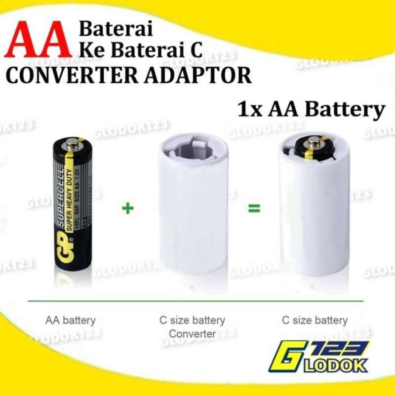 Jual Converter Batery Batere AA To C D Adapter Baterai A2 Ke Tanggung ...