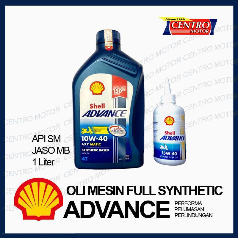 Jual Shell AX7 Matic Oli Mesin [1 L] + Oil Gear [Set Bundle] di Seller ...