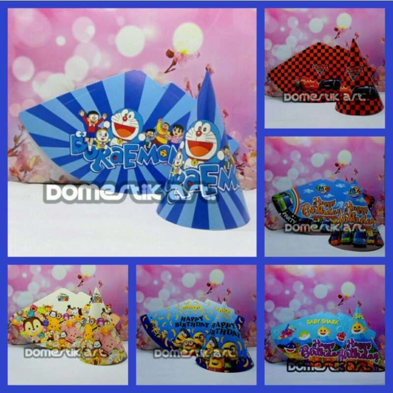 Jual Topi Kerucut Ulang Tahun Karakter (lk) / Topi Pesta Anak / Topi ...