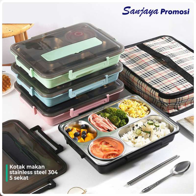 Jual Lunch Box Kotak Makan Set 5 Sekat Stainless Steel Kode 263 Di ...