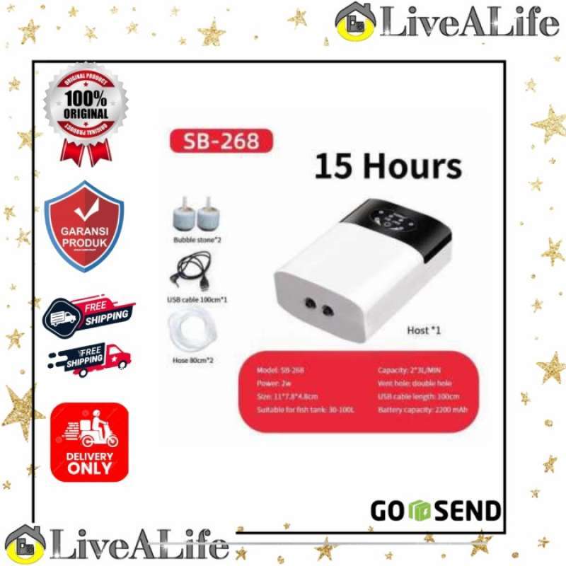 Jual SOBO POMPA UDARA OXYGEN AQUARIUM PUMP 2200MAH - SB-268 di Seller Chyntia Store - Kebon ...