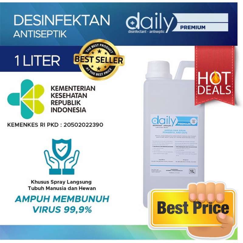 Jual DAILY PREMIUM DESINFEKTAN KEMENKES KEMASAN 1 LITER REFILL | DISINFECTANT - Premium Ruangan ...
