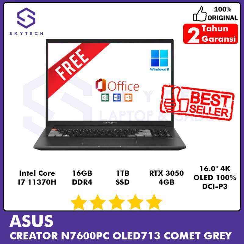 Jual LAPTOP ASUS CREATOR N7600PC OLED713 INTEL I7 11370H RAM 16GB SSD ...
