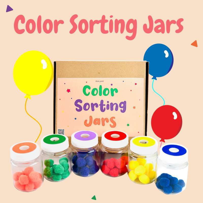 Jual Color Sorting Jar Pom Pom Montessori Busy Jar Sensorial di Seller ...