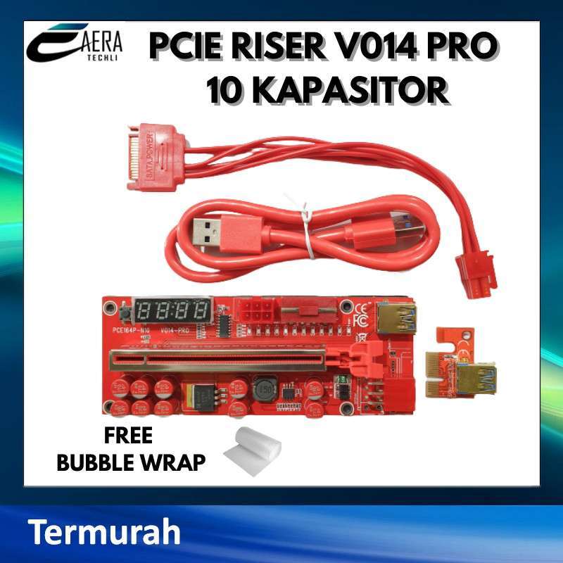 Jual AERA PCIE RISER V014 PRO| Riser PCiE VGA 10 Kapasitor USB 3.0 1x ...