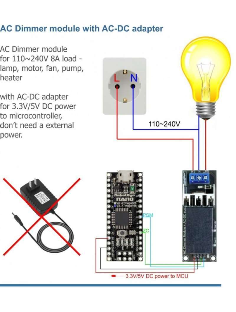 Jual Robotdyn Ac Dimmer 8a Ac-dc Power Supply 1 Ch 3.3v 5v Ac 110~240v ...