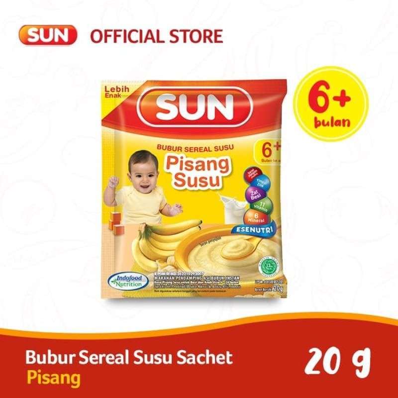 Jual Bubur Susu MPASI Bayi Sun Sachet 20 Gram Bubur Sun Sachet - Pisang ...
