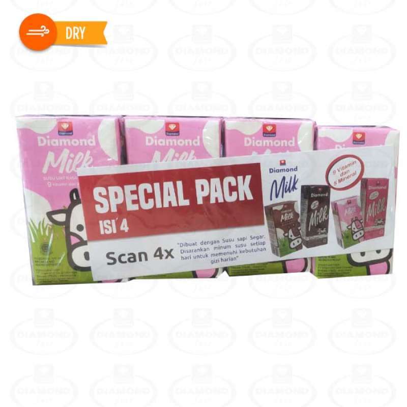 Jual DIAMOND UHT MILK STRAWBERRY 125 ML SPC PACK 4 PC di Seller ...