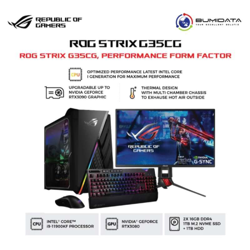 Jual Pc Asus Rog G35cg Core I9 11900kf 32gb 1tb Ssd 1tb Hdd Rtx3080 Non ...