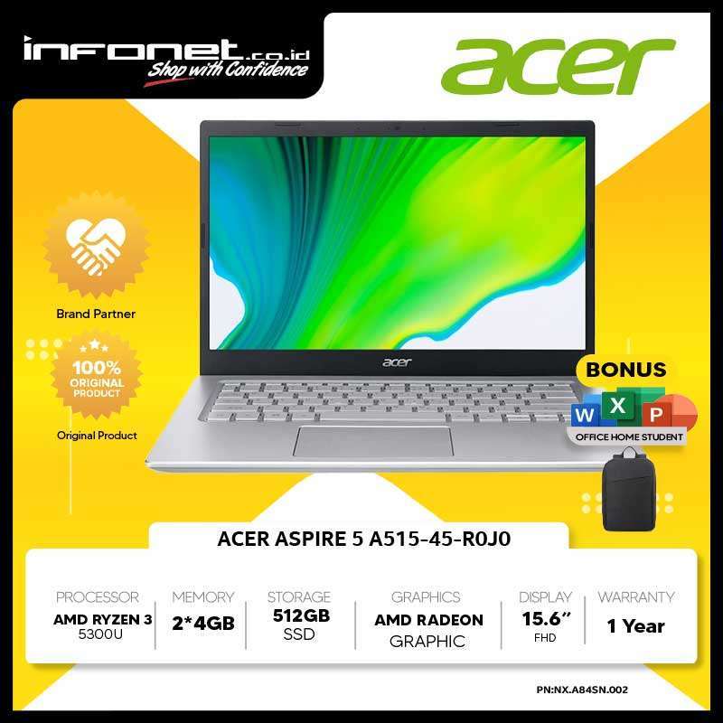 Jual Acer Aspire 5 A515-45-r0j0 Ryzen 3 5300u 8gb 512gb Ssd Amd Radeon ...