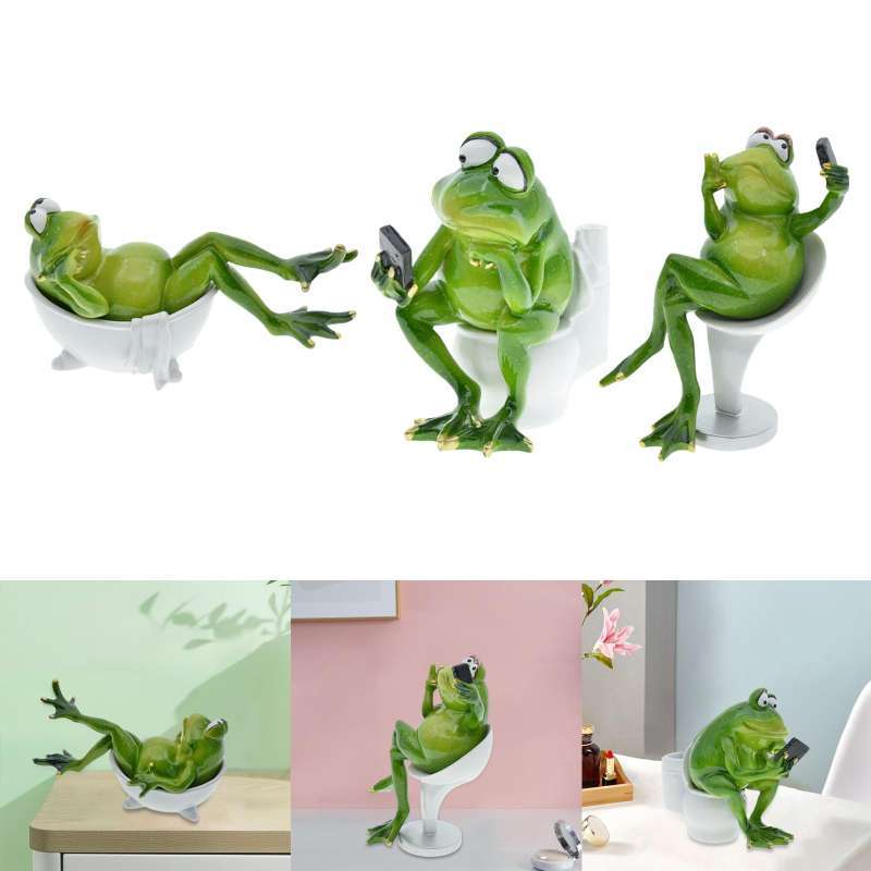 Jual 3x Garden Frog Statue Desk Sculpture Indoor Outdoor Yard Patio ...
