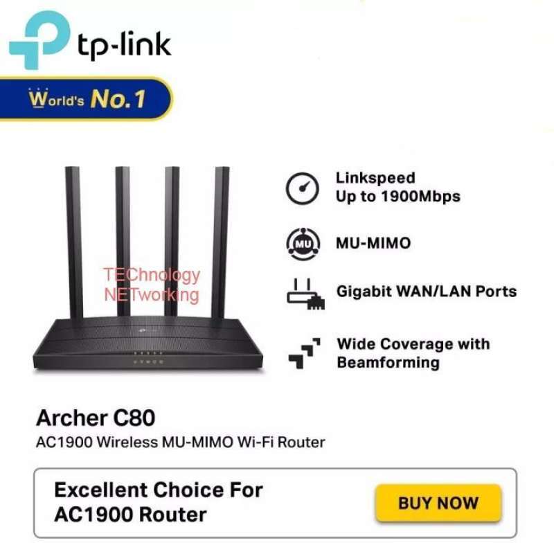 Jual TP-LINK TPLink C80 AC1900 Wireless MU-MIMO Gigabit Beamforming ...