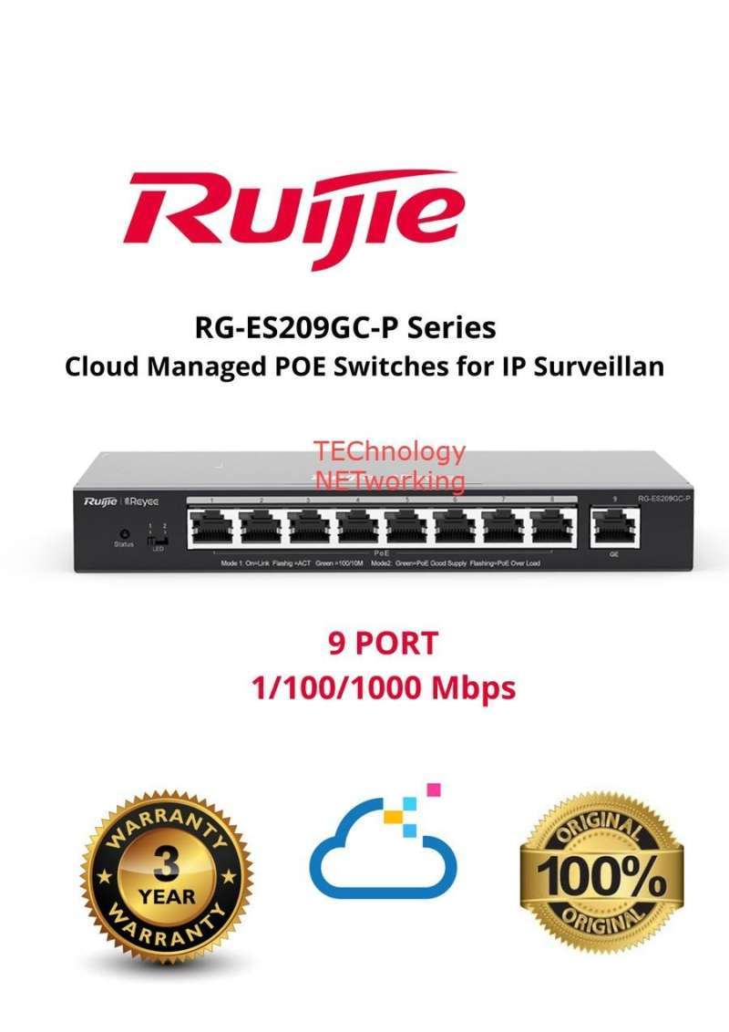 Jual Ruijie Reyee RG-ES209GC-P : 9-Port Cloud Managed Gigabit PoE+ ...