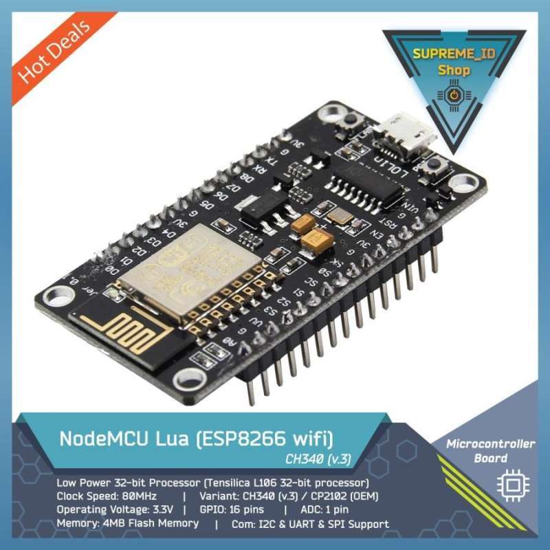 Jual Nodemcu Lua Esp8266 Wifi V3 Ch340 Oem Cp2102 Arduino