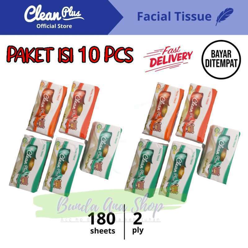 Jual Tisu Clean Plus Softpack Tissue Beruang 180 Sheets - Paket Isi 10 ...